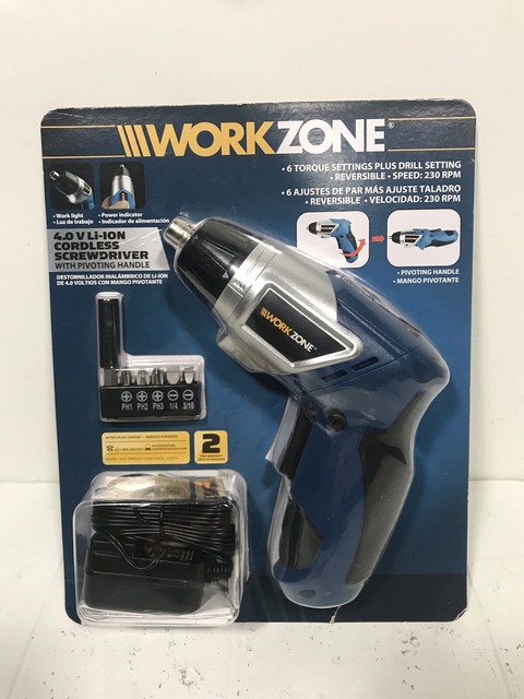 BRAND Work Zone 4v Revolver Cordless Screwdriver Lithium-ion LED Light ...