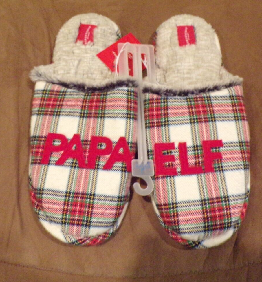 Papa Elf~Men's Size Plaid SCUFF SLIPPERS~NEW~Different Sizes Available ...