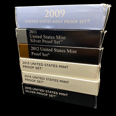Lot Of 6 US Mint Proof Sets Display Cases Boxed 2009 NO COINS PLEASE ...