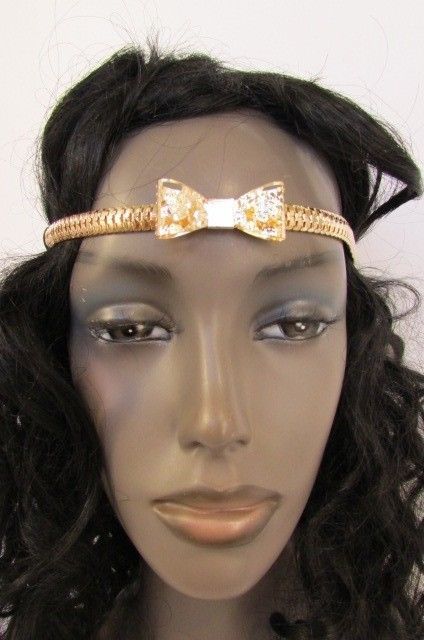 New Women Head Chains Jewelry Fashion Black Elastic Band Forehead Gold ...