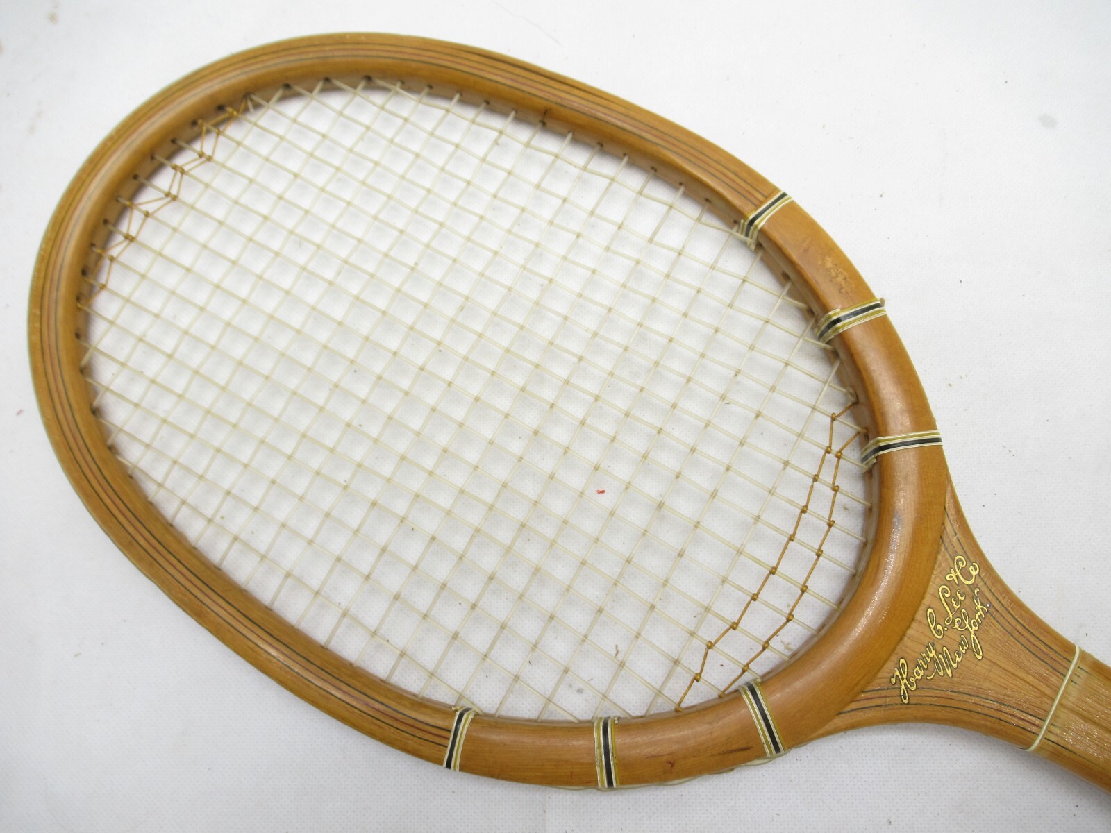 VINTAGE HARRY C. LEE CO. "THE WASP" WOODEN TENNIS RACQUET. ANTIQUE ...