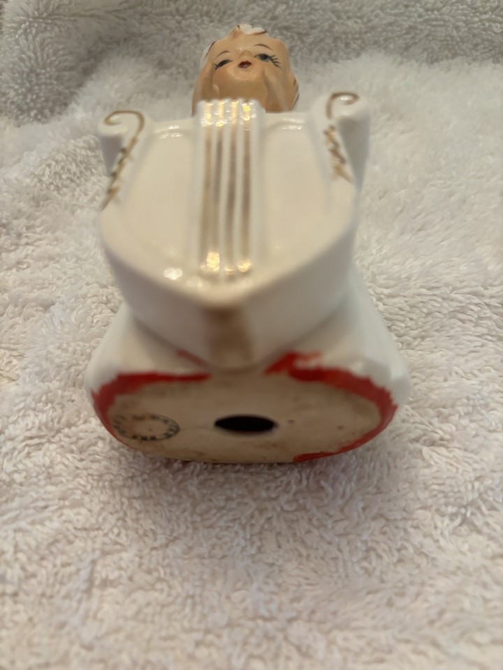 Vintage Ceramic Porcelain Angel Figurine Made In Japan With Open Harp 4 ...