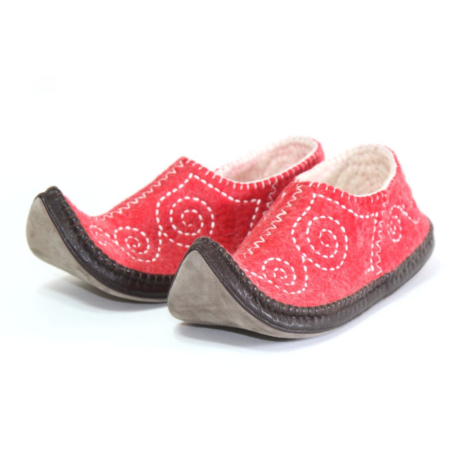 Mongolian Red Big Felt Slippers | eBay