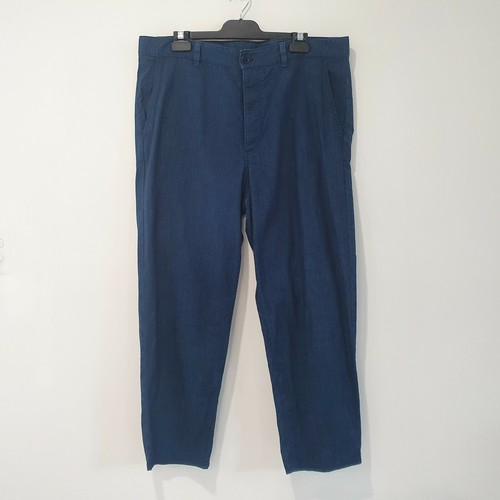 COS Size 44/L Navy Cotton High Rise Straight Leg Relaxed Fit Pants ...