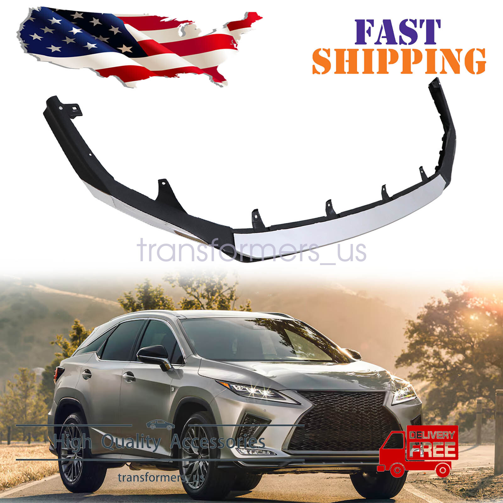 For 2020-2022 Lexus RX350 RX450h F-Sport Black Chrome Front Lower ...