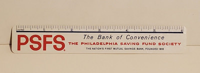 VINTAGE PSFS PHILADELPHIA SAVINGS FUND SOCIETY BANK 6" PLASTIC RULER AD ...