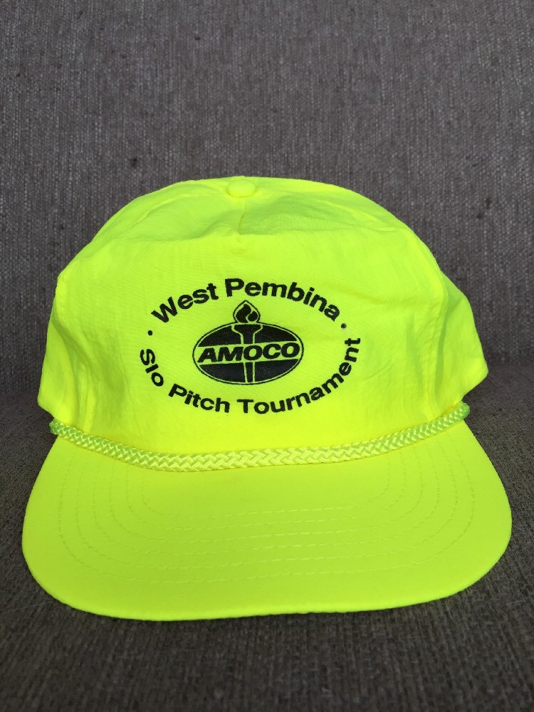Vtg Neon Amoco West Pembina Slow Pitch Snap Back Hat 80's 90's Oil Gas ...