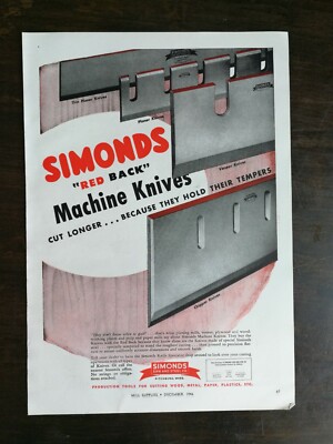 Vintage 1946 Simonds Red Back Machine Knives Full Page Original Ad | eBay