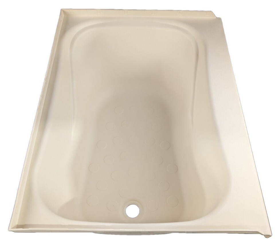 32" x 24" Parchment RV Bath Tub Left Drain Trailer Camper Wash Bath ...