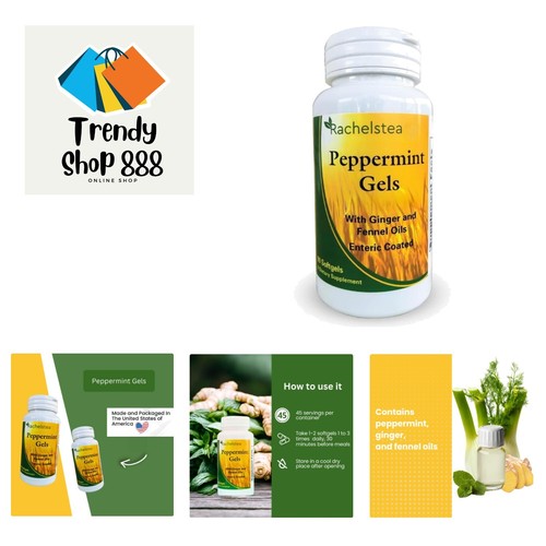 Peppermint Gels: 90 Enteric Coated softgels with Ginger and Fennel Oils ...