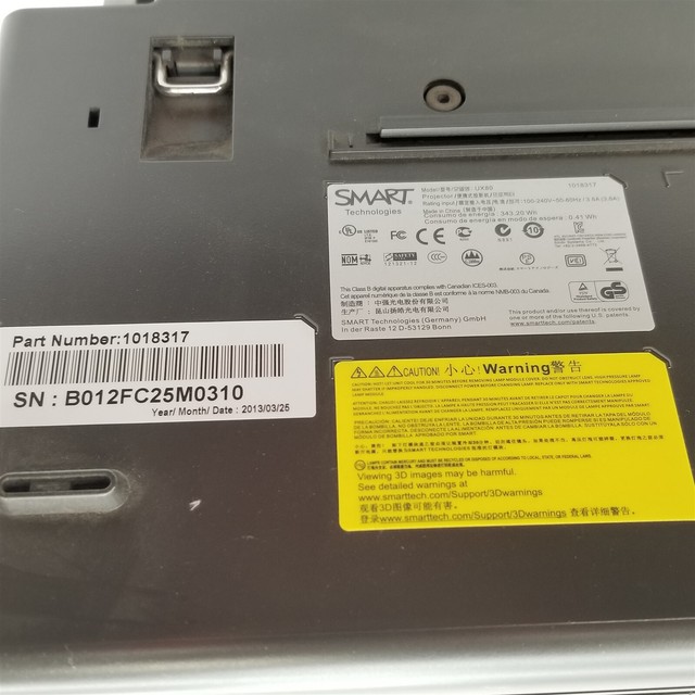 Smart Technologies UX80 DLP Ultra Short Throw Projector 3600 Lumens 3d ...