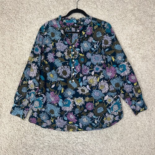 Talbots Blouse Womens Plus 1X Colorful Floral Ruffle Peasant Boho ...