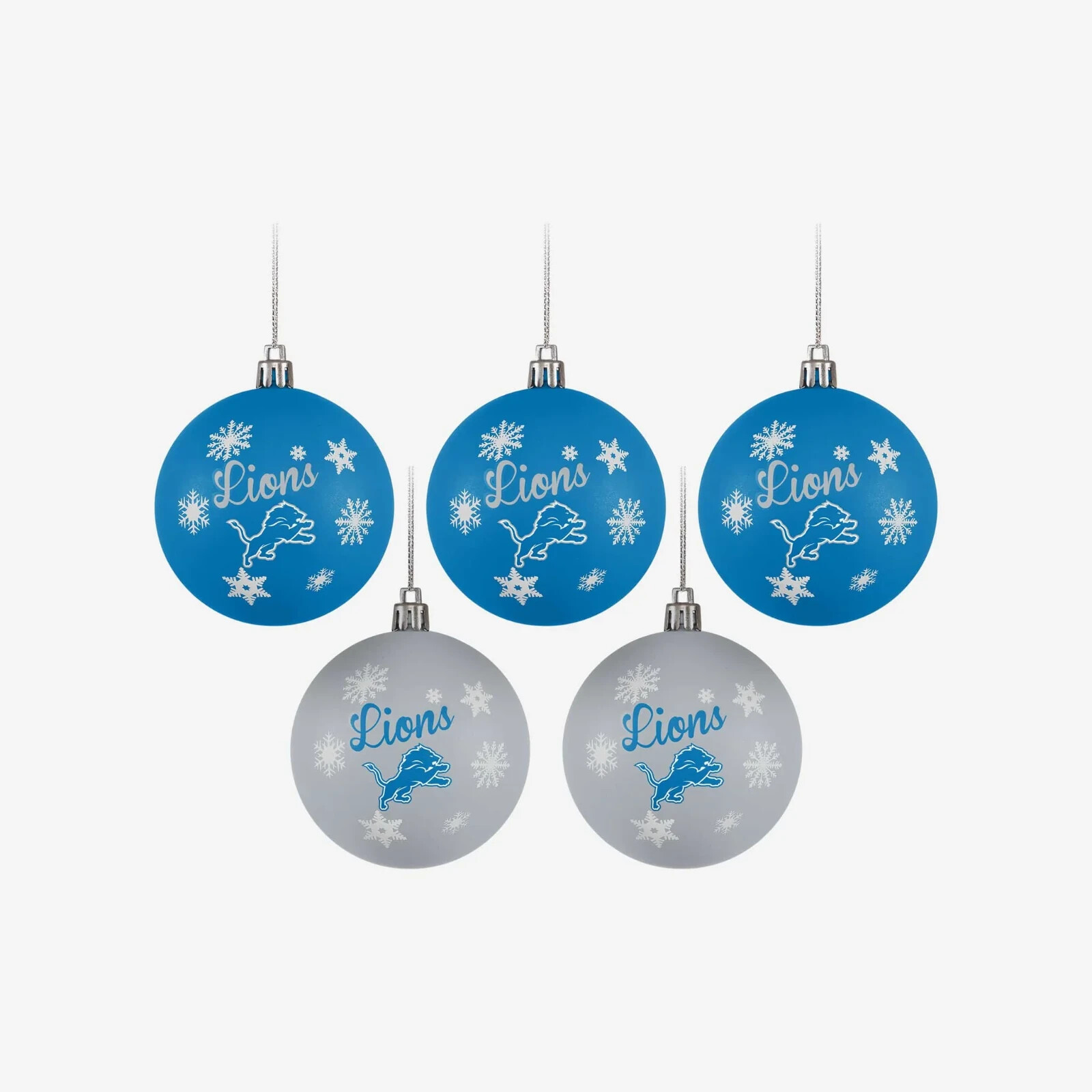 Detroit Lions Shatterproof BALLS Christmas Tree Holiday Ornaments Set 5 ...