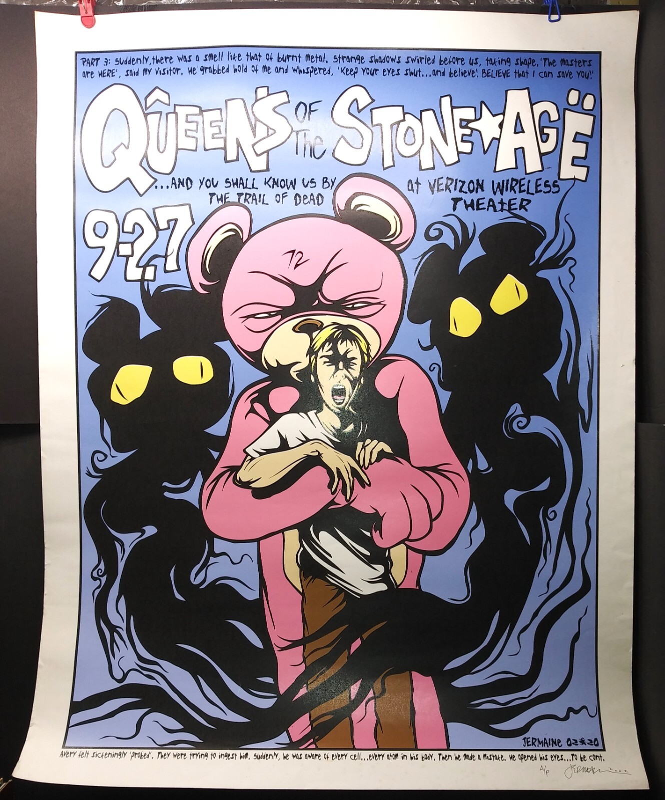 HTF rock concert poster QUEENS OF THE STONE AGE Houston 2002 signed a/p ...