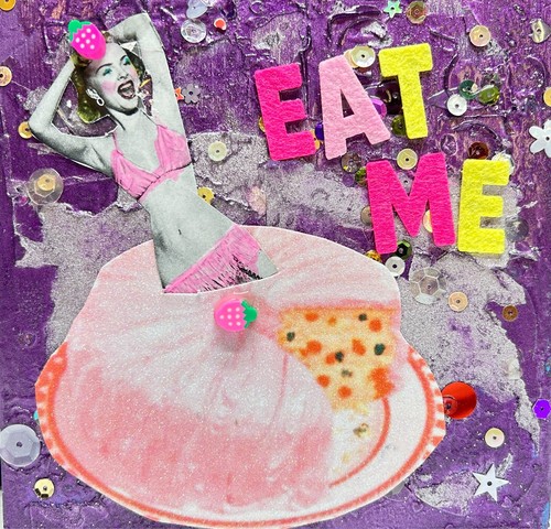 EAT ME cake pin up girl Collage Art mixed media riot grrrl Punk Rock ...