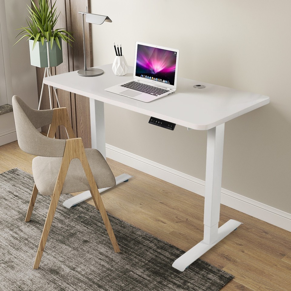 White Height Adjustable Electric Standing Desk Dual Motors Table Home ...