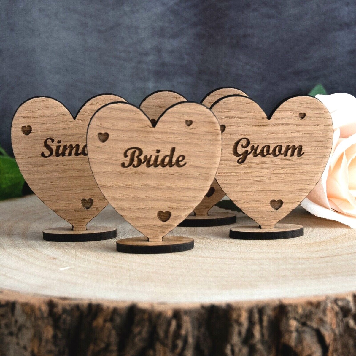 Wooden Heart With Names Customized Wood Heart Cutout Stand With