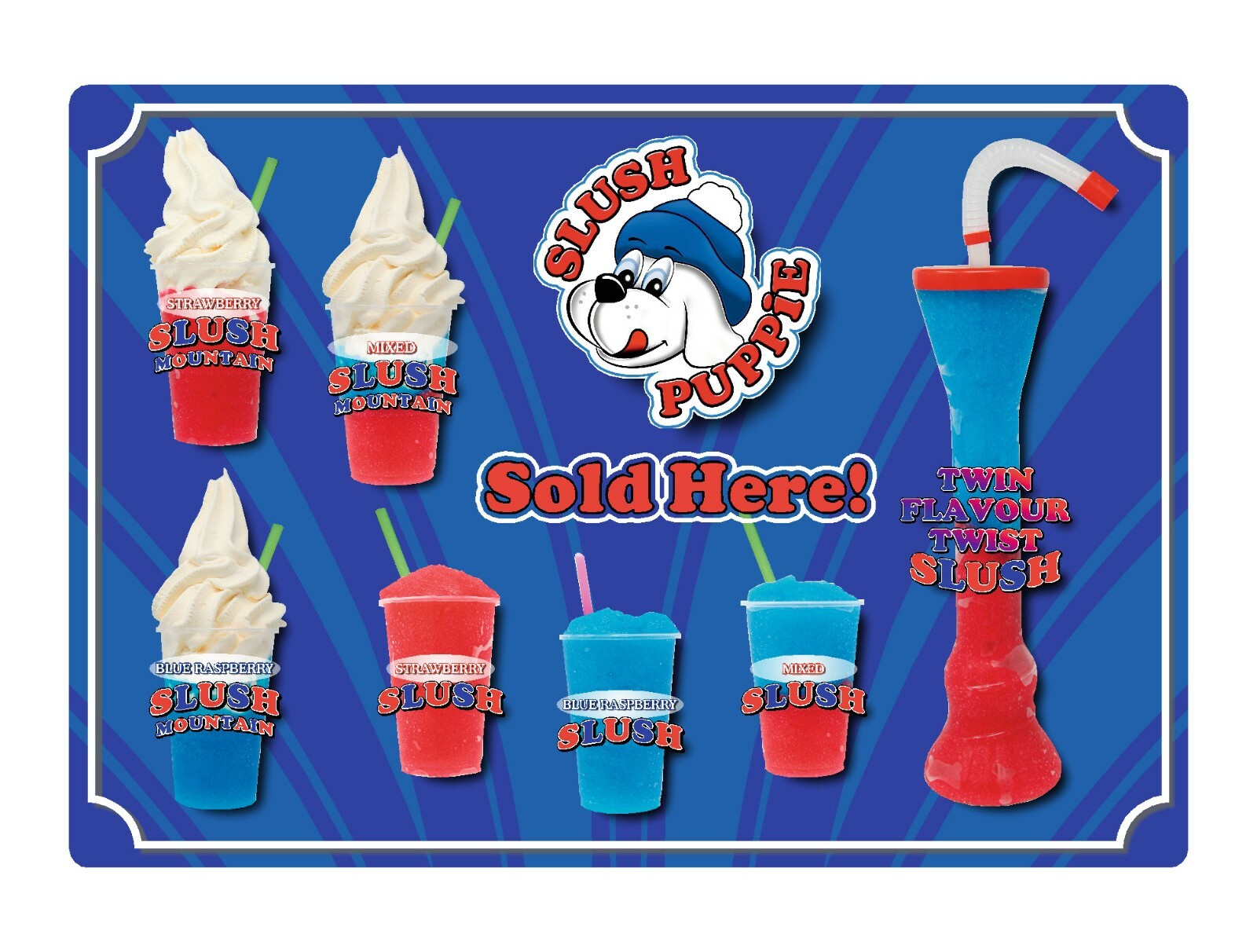 Slush Sold Here Display Sticker Blue - Cafe Sign Window Decal Ice Cream ...