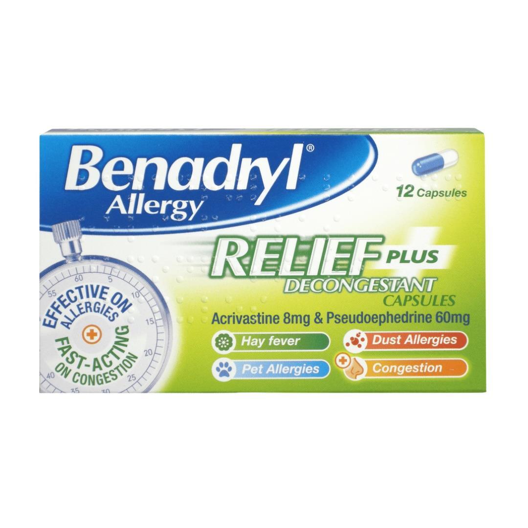 Benadryl Allergy Relief Plus Capsules x12 | Fast-Acting | eBay UK