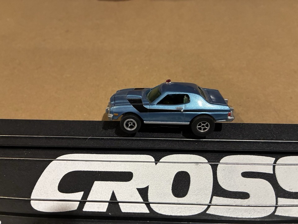 Auto World Slot Car HO Blue Police Gran Torino Very Nice Condition Runs ...
