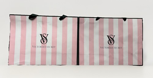 2 L VICTORIA’S SECRET VS Pink Signature Striped Logo Paper Shopping ...