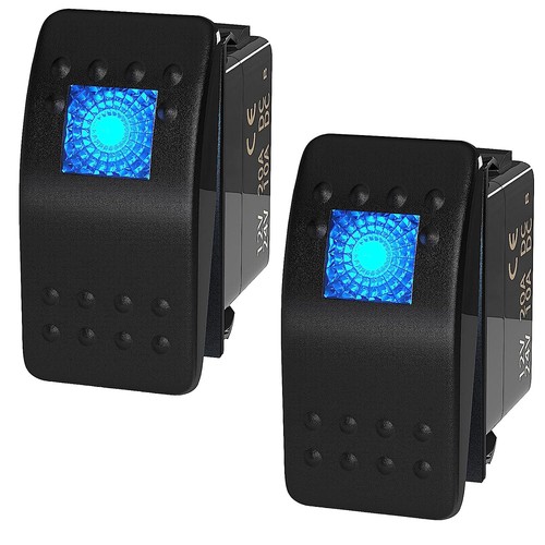 2Pcs Marine Boat Car Rocker Switch 12V 24V Blue LED 4 Pin SPST ON/OFF ...