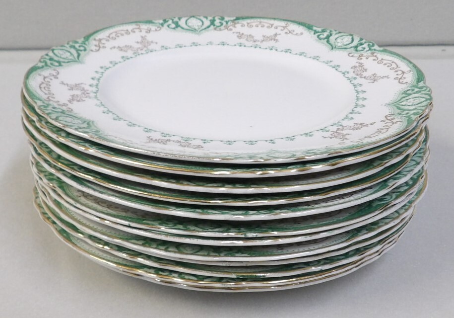Antique Alfred Meakin England Raleigh Green Gold 7" Plates - Set 12 | eBay