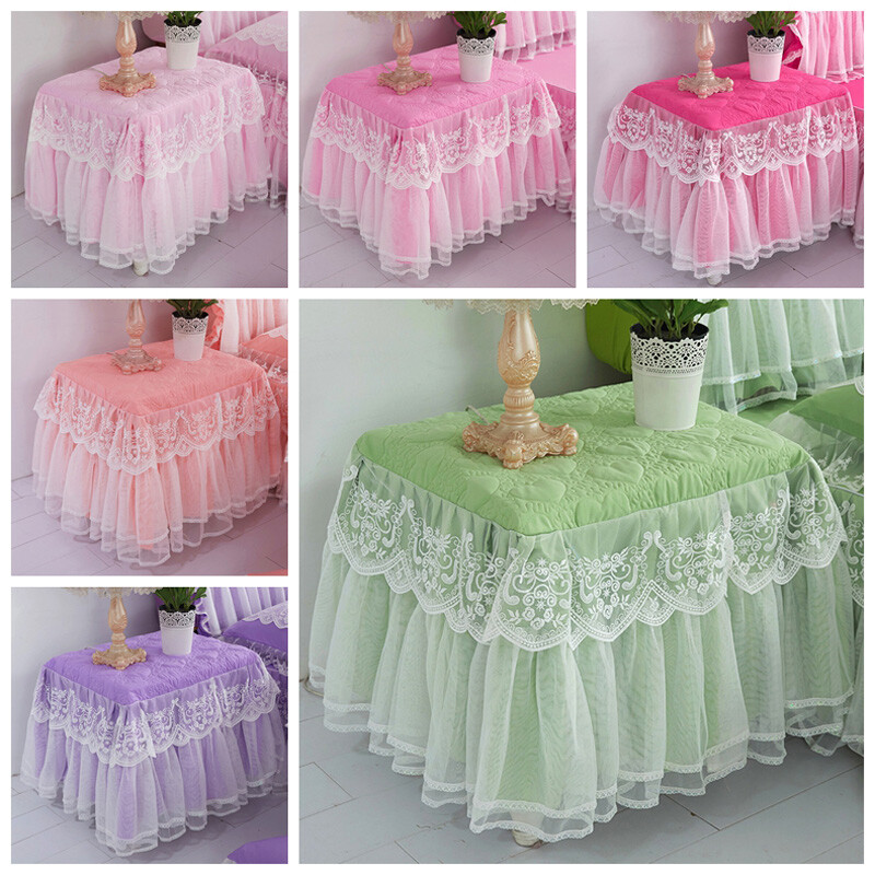 1X Lace Ruffle Dust Cover Bedside Table Small Desk Protector Princess ...