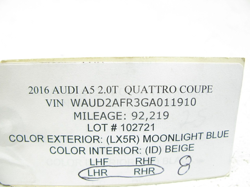 08-16 AUDI 8T A5 S5 RS5 COUPE REAR BACK UPPER SEAT LEATHER BENCH OEM ...