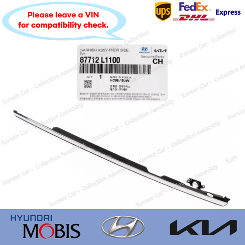 87712L1100 Genuine Front Fender Chrome Molding Right for Hyundai Sonata ...