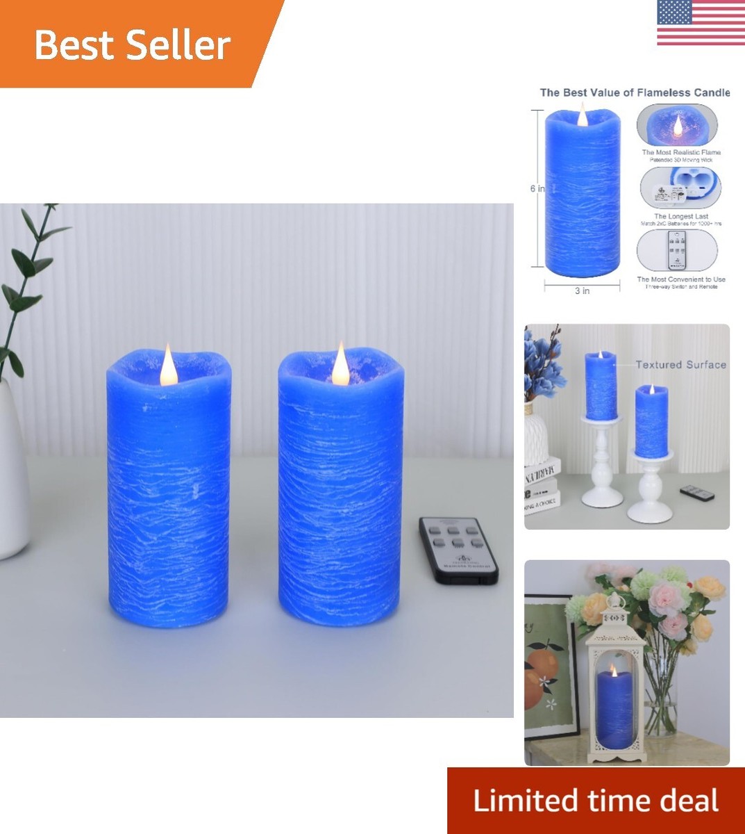 Luminara Flameless Candle Blue