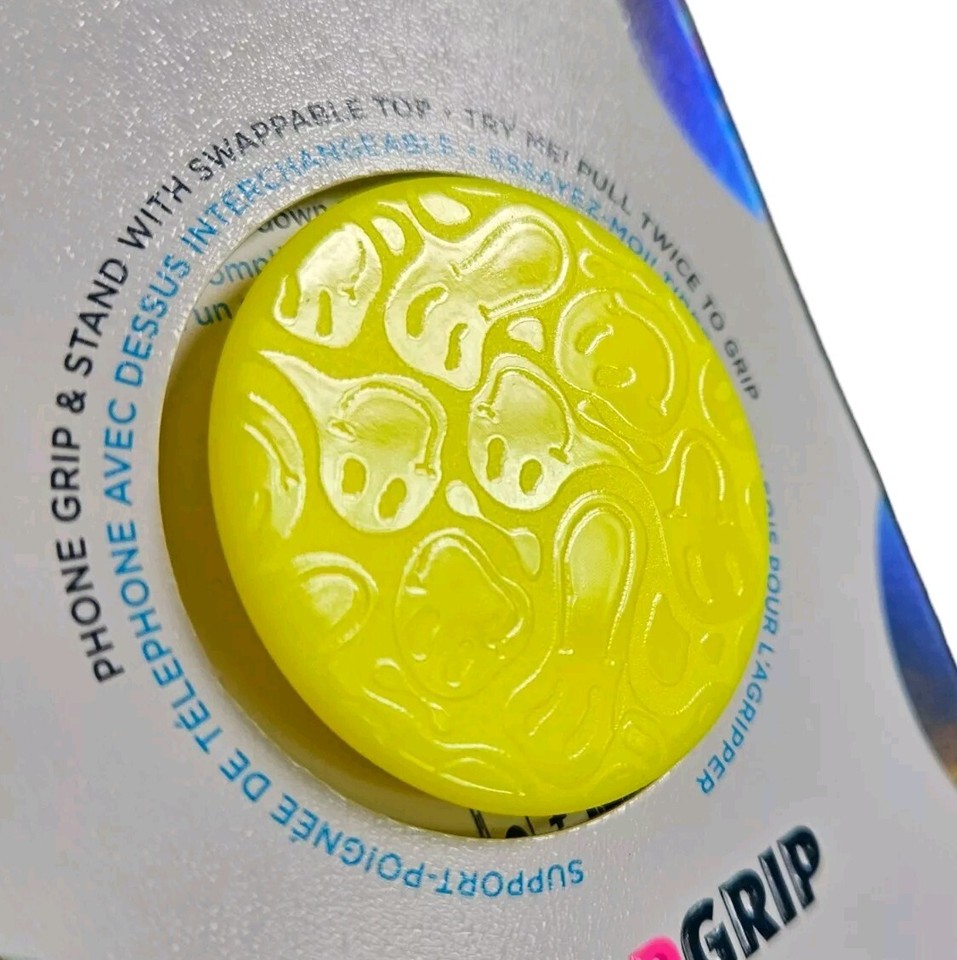 PopSockets PopGrip Neon Jolt Yellow Smiley Melt Face Swap-806898-NEW | eBay
