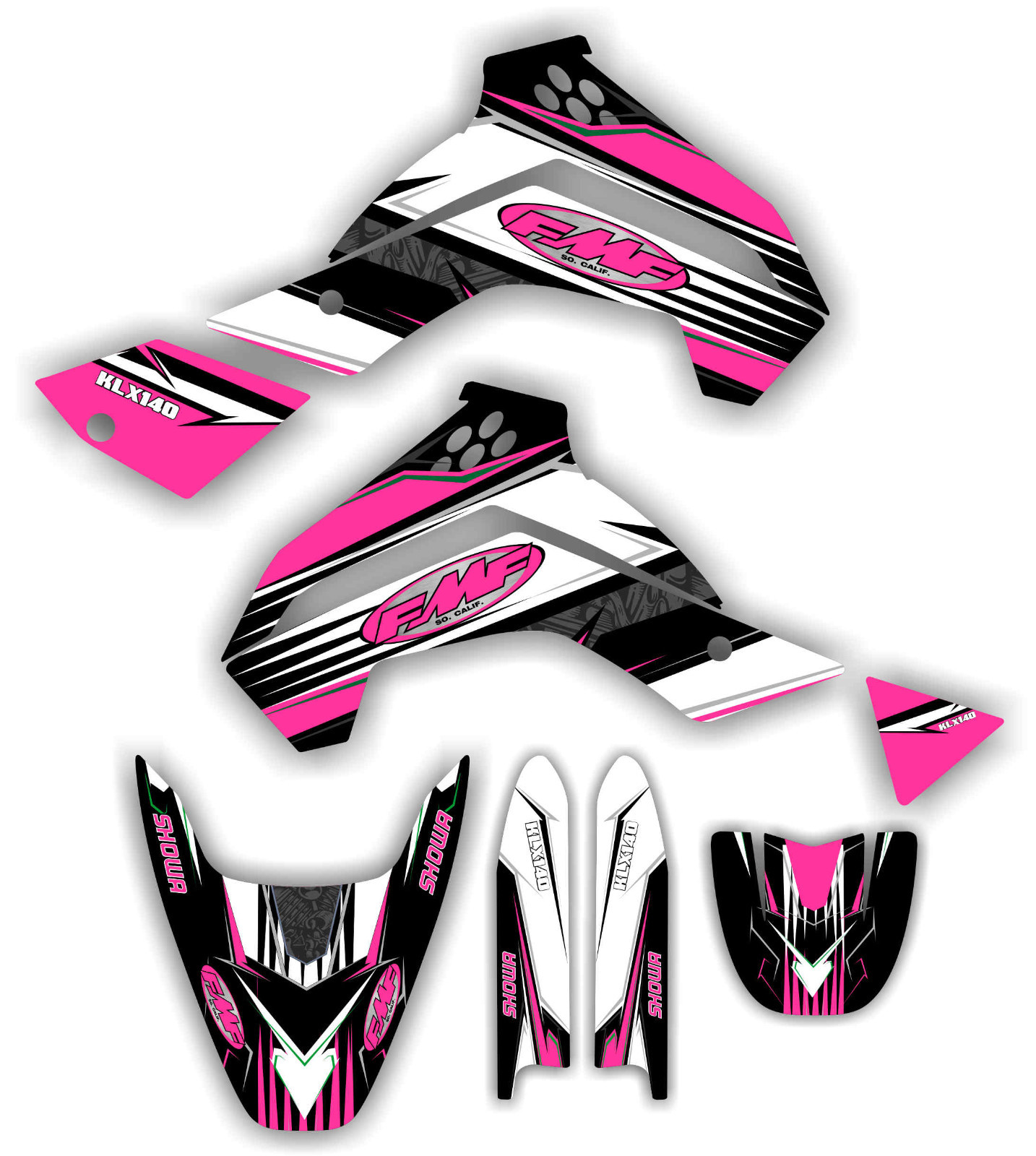 Klx140 klx Pink Graphic Kit 08-18 FMF Exhaust Graphics Decal Sticker | eBay
