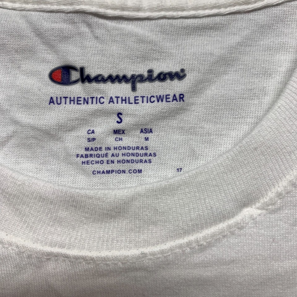 Champion Shirt Mens Small White Sleeveless Crewneck Athleticwear Logo ...