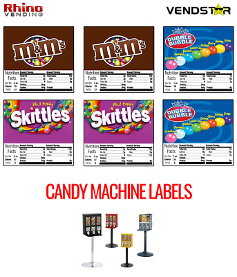 (6) CANDY VENDING MACHINE STICKERS LABELS - NUTRITION INFO - M&Ms ...