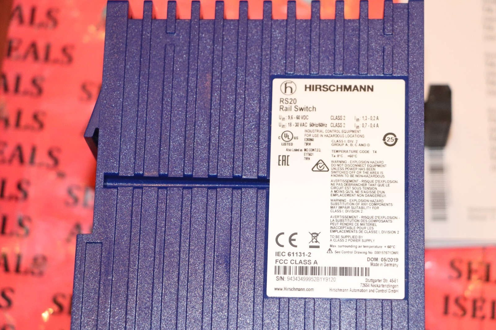 Hirschmann Rs20-2400t1t1sdauhh Ethernet Rail Switch Rs20 for sale ...