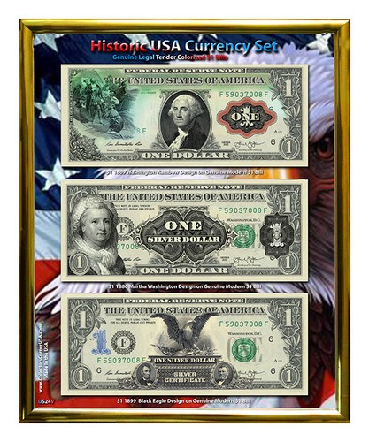 Historic U.S. Currency Colorized $1 Bill Collection in 8" x 10" Frame ...