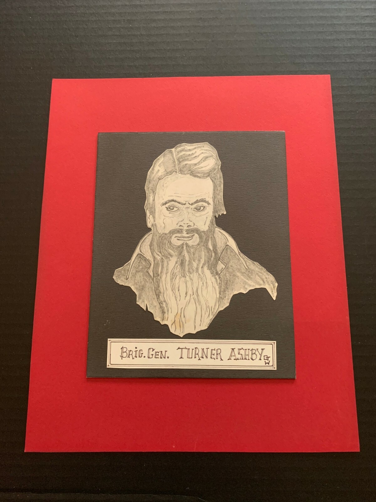 Vintage Civil War Brigadier General Turner Ashby Pencil Drawing Signed ...