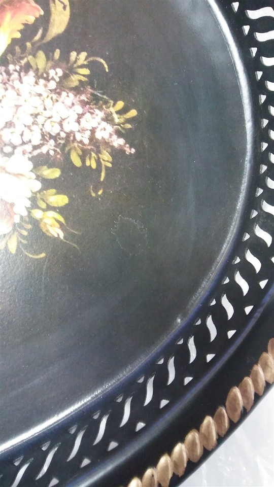 Victorian Trading NWD Black Metal Tole Painted Roses French Bouquet ...