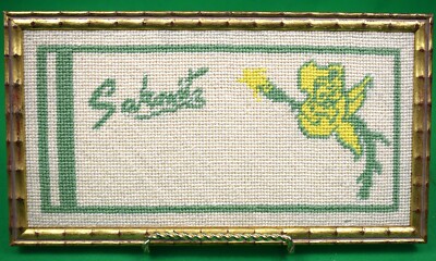"Sakowitz Department Store Houston, TX Hand-Needlepoint Gilt Bamboo ...