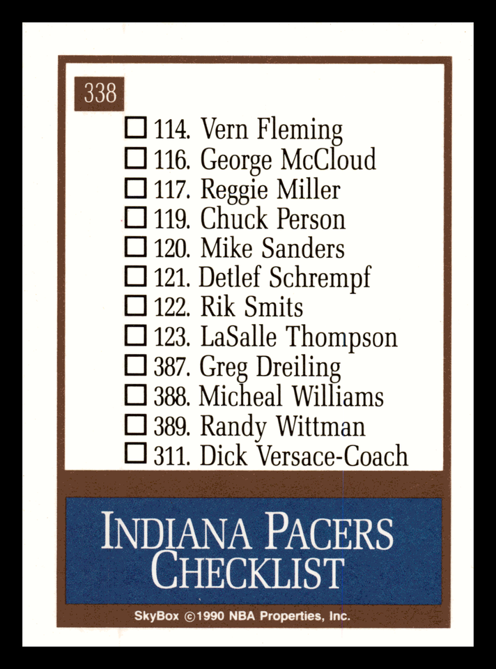 Indiana Pacers Team Card 1990 SkyBox #338 Indiana Pacers Centered Mint ...