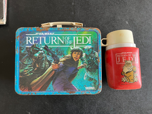 VINTAGE 1983 STAR WARS ROTJ Metal Lunch Box w/ Original THERMOS (Rust ...