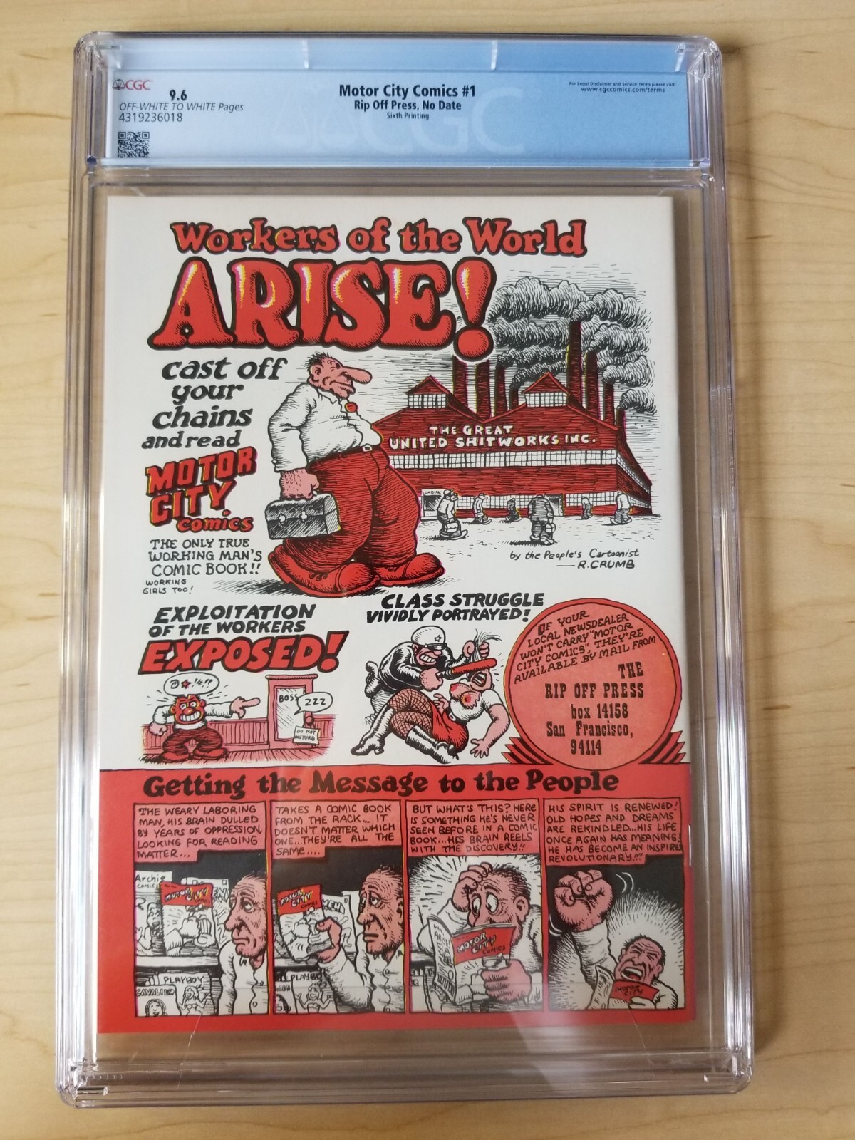 Motor City Comics #1 - CGC 9.6 (1969, Rip Off Press) 6th printing, R ...