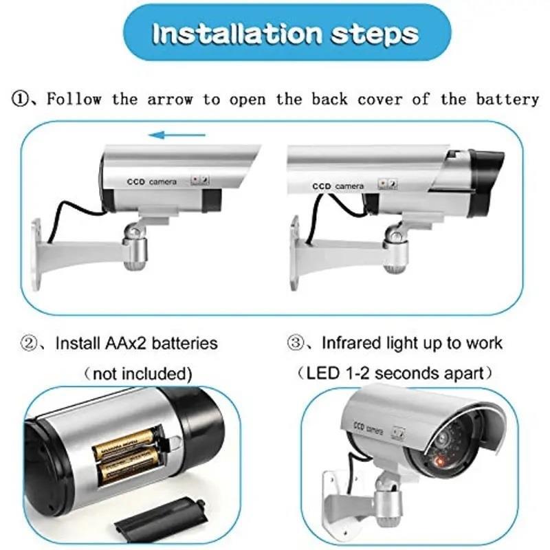 2 Fake Dummy CCTV Dome Security Camera Flashing Red LED Indoor Outdoor Black | eBay UK