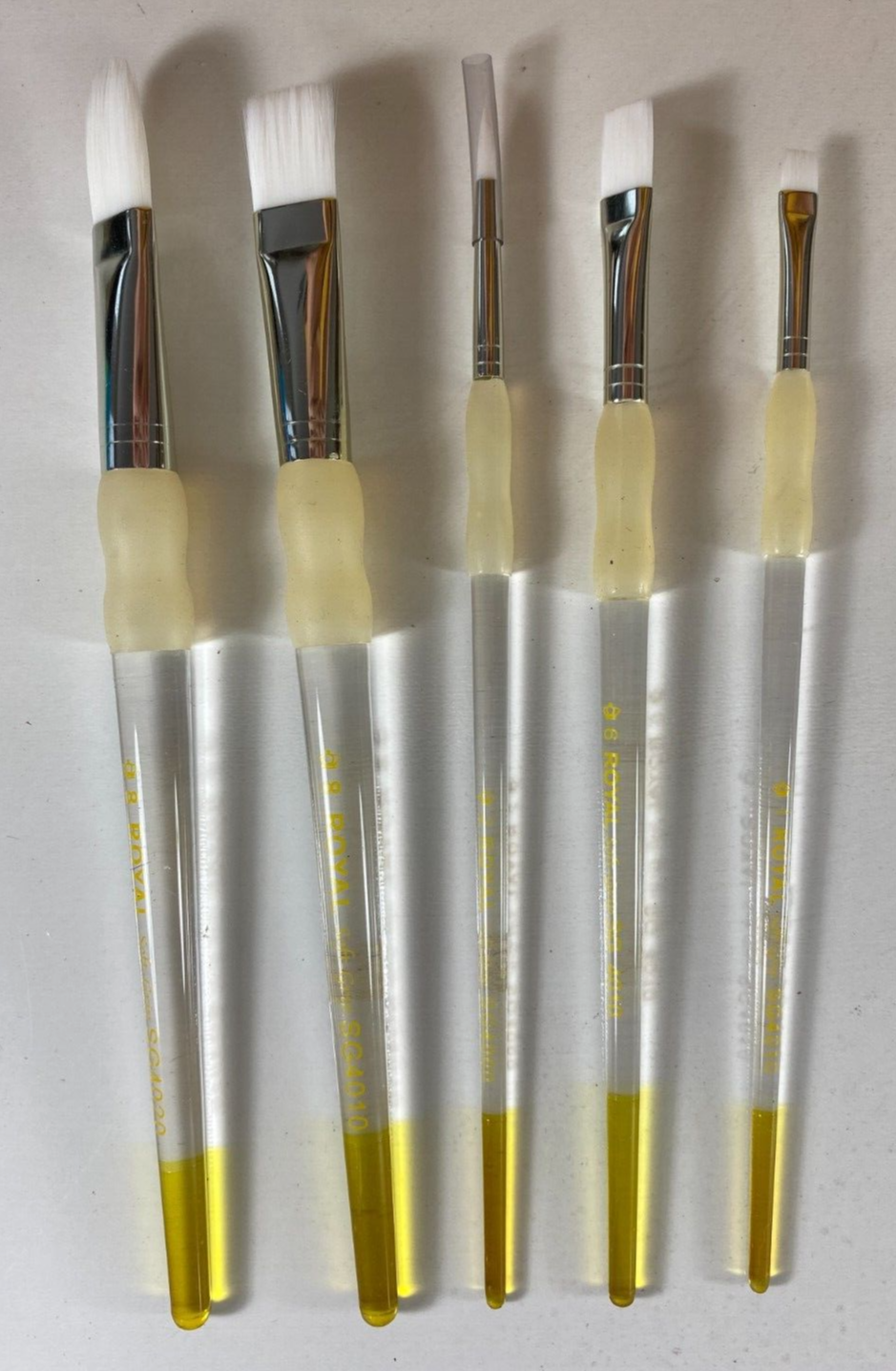 Lot 5 Royal Soft Grip Clear Acrylic Yellow Tip Paint Brushes | eBay