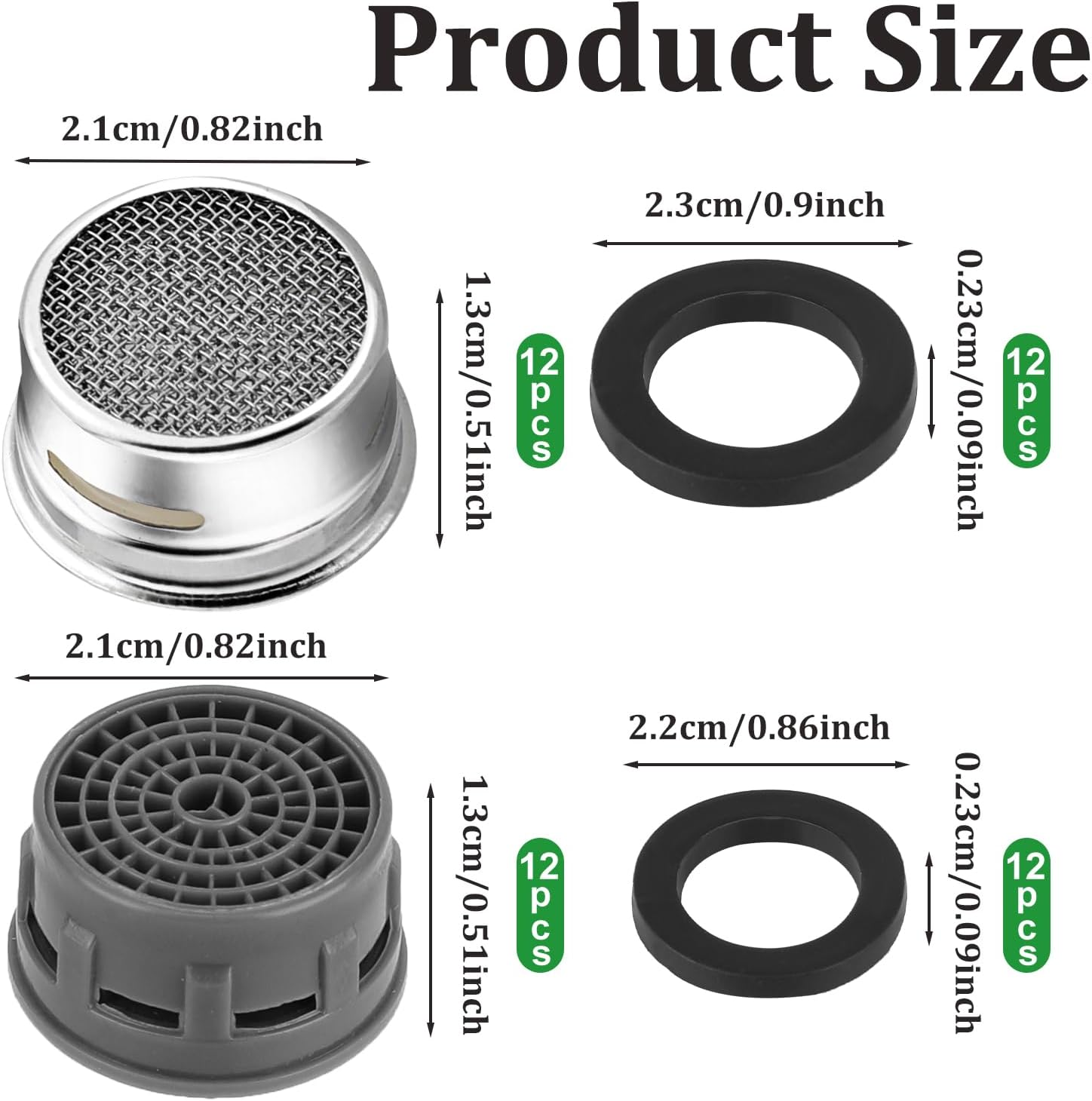 24 Pack Faucet Aerators with Gasket, Insert Faucet Aerator Replacement ...