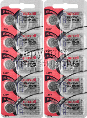 Maxell 386 SR43W SR43 V386 D386 260 H Watch Battery ( 10 PC ) | eBay