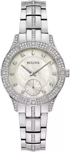 BULOVA WOMEN'S $425 DAZZLING CRYSTALS M-O-PEARL DIAL SILVER WATCH ...