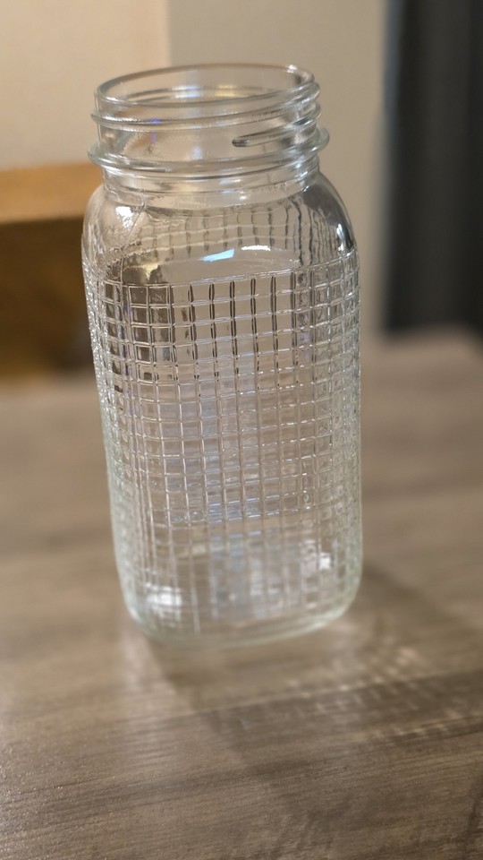 Vintage Square Shaped Glass Canning Jar w/Waffle Grid Pattern, 1 Quart ...