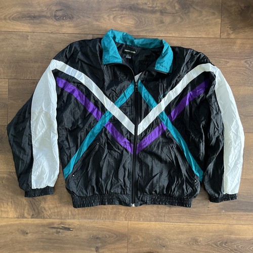 Vtg 80s 90s PIERRE CARDIN Windbreaker Track Jacket Nylon Colorblock ...